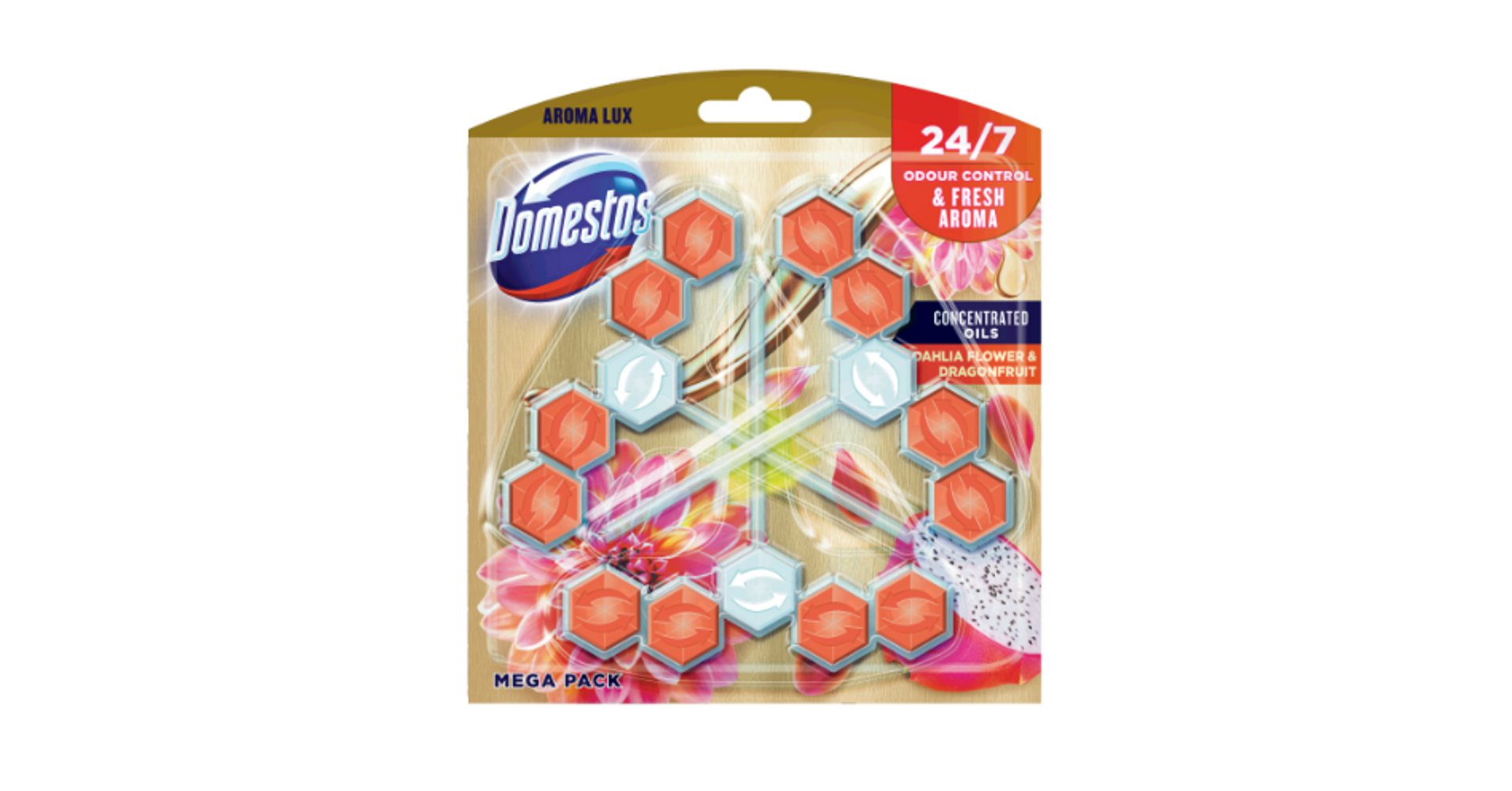 DOMESTOS Aroma Lux virág illatú WC frissítő blokk 3 x 55 g